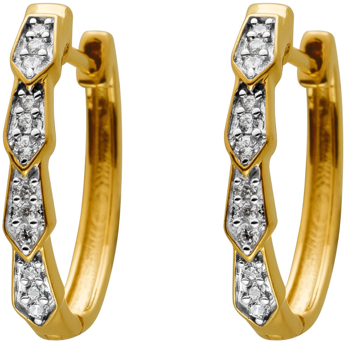 Diamant Creolen Gelbgold 14 Karat 24 Diamanten 0,10ct W/SI - Ch. Abramowicz