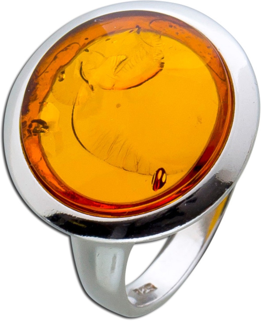Bernsteinring Silber 925 cognac brauner - Ch. Abramowicz