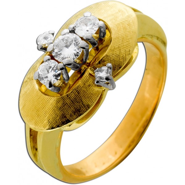 Diamantring Gelbgold 21 Karat 900 Brillanten 0.52ct. TW Vintage 1925
